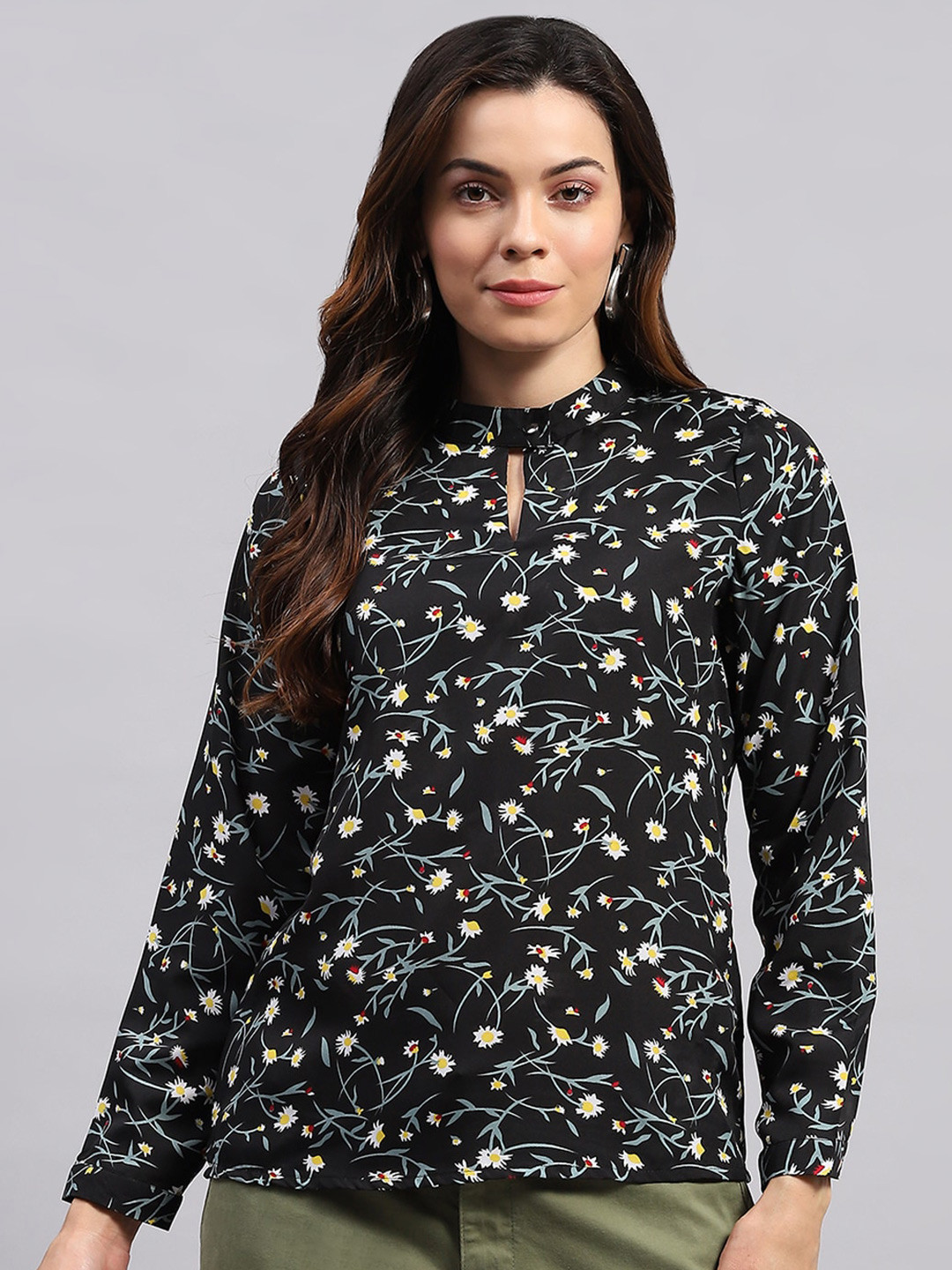 Buy Monte Carlo Floral Printed Keyhole Neck Top - Tops for Women ...