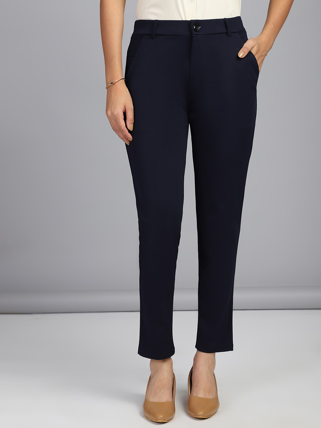 Buy FITHUB Women Slim Fit High Rise Regular Trousers - Trousers for ...