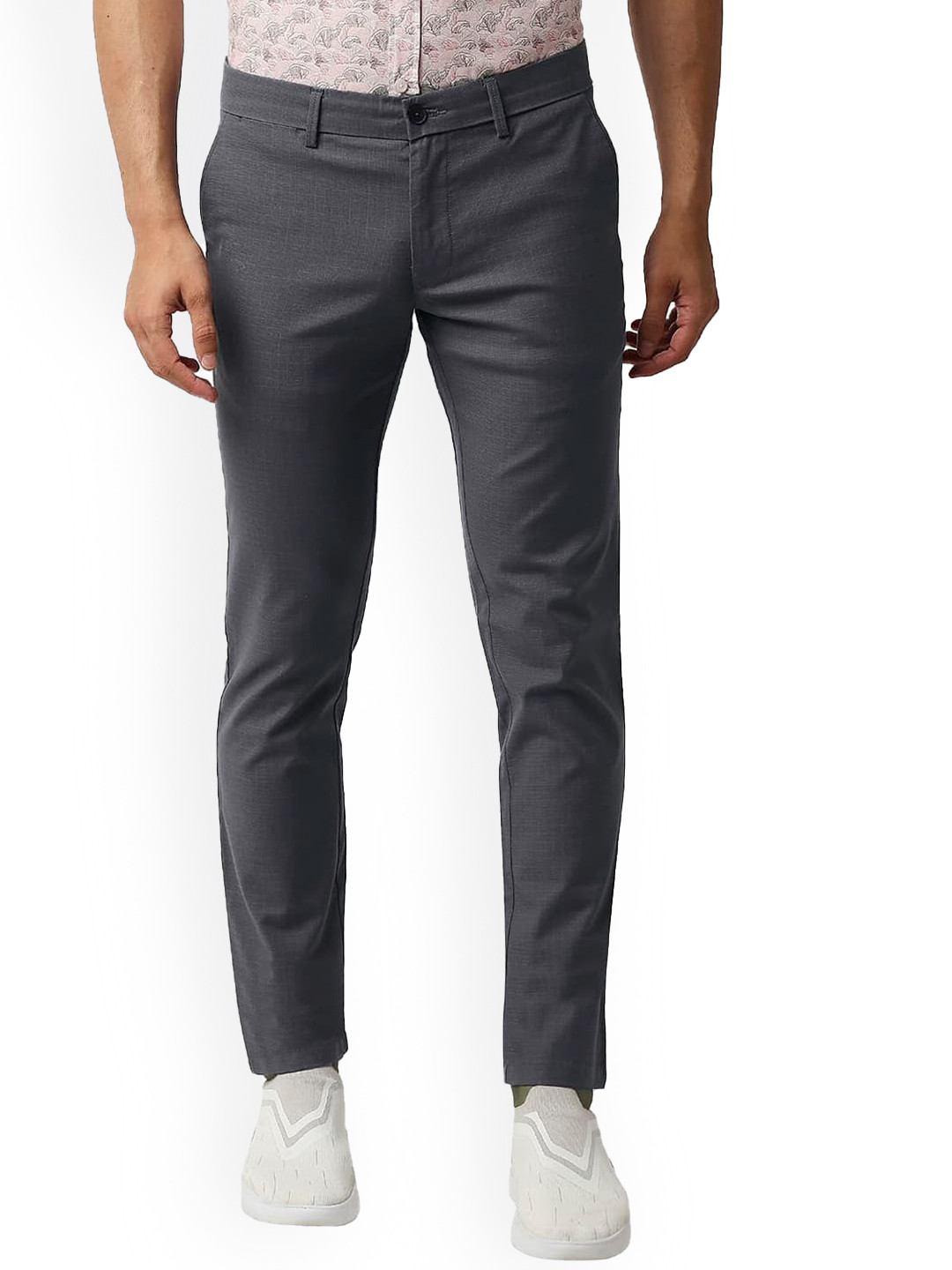 Buy Basics Men Slim Fit Mid Rise Cotton Regular Trousers - Trousers for ...