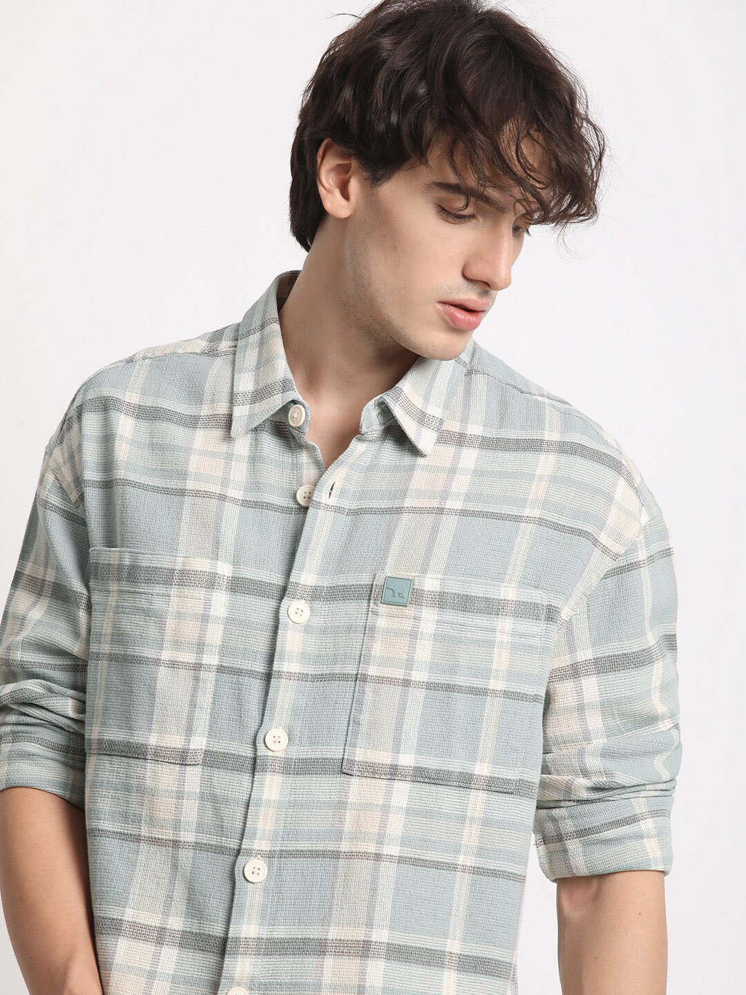 Buy THE BEAR HOUSE Men Checked Relaxed Fit Shacket - Shackets for Men ...