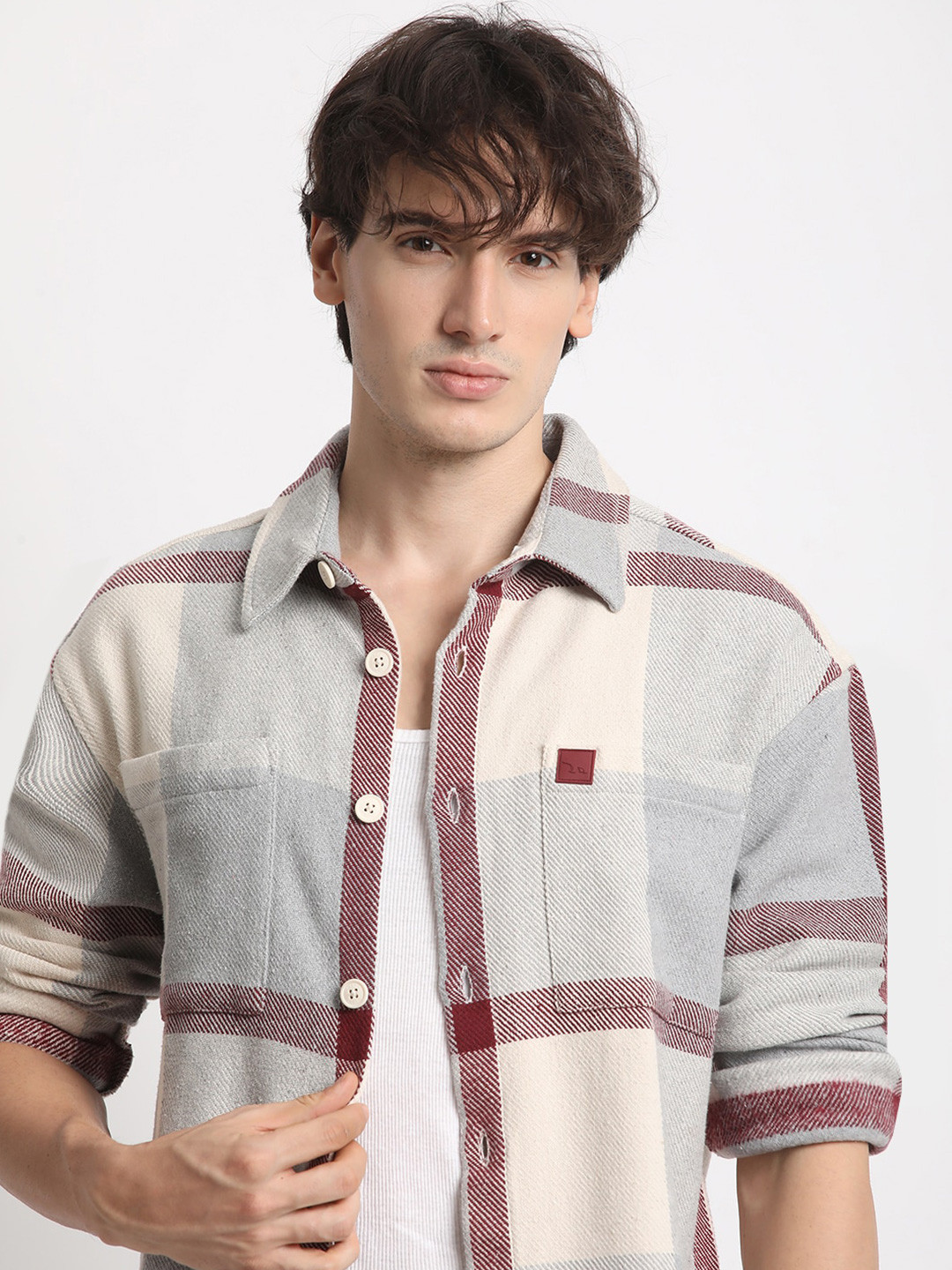 Buy THE BEAR HOUSE Men Checkered Relaxed Fit Shacket - Shirts for Men ...