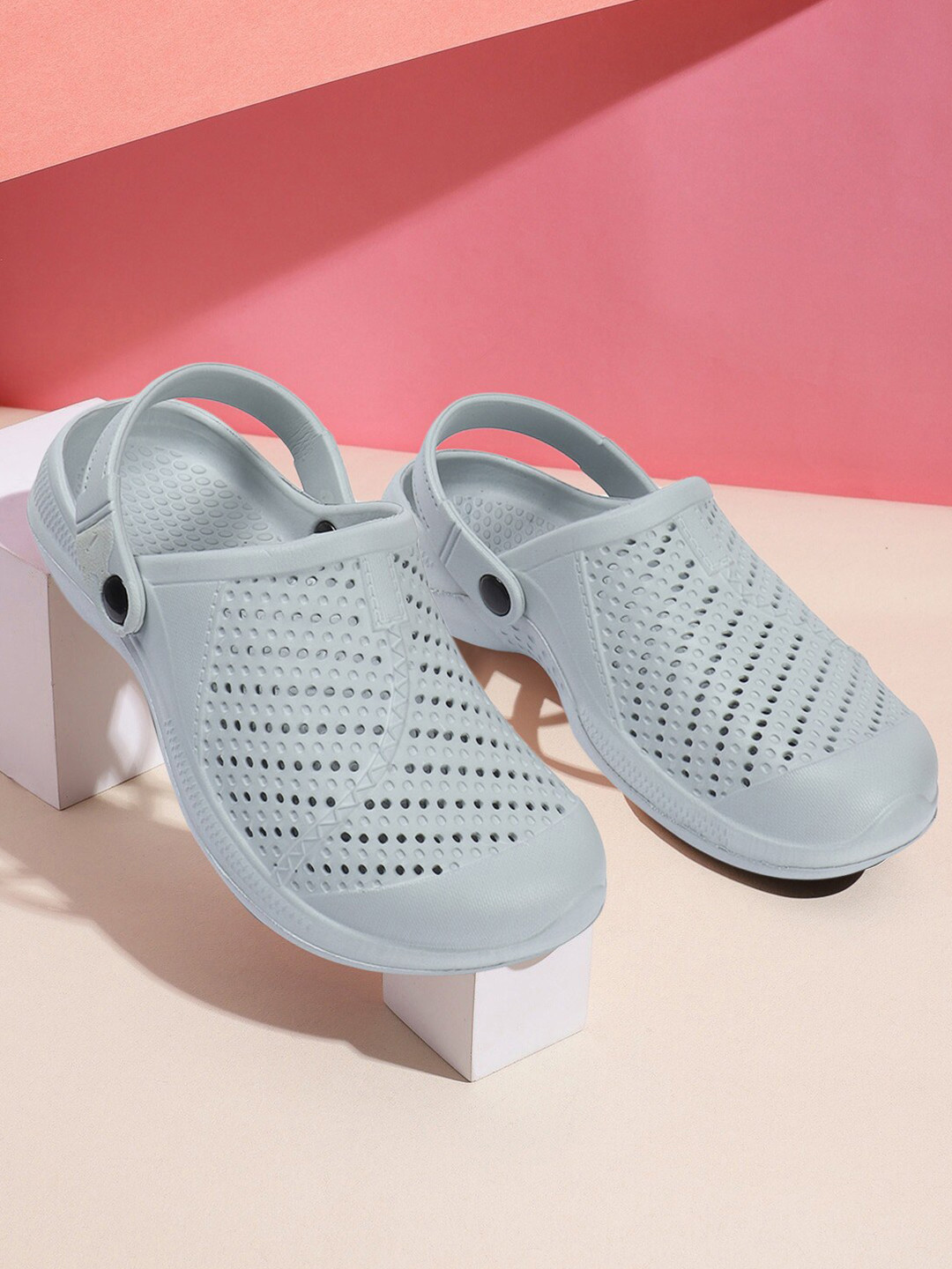 Buy The Roadster Lifestyle Co. Men Grey Self Design Clogs - Flip Flops ...