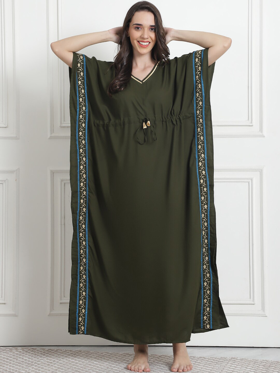 Buy Secret Wish Women Maxi Kaftan Nightdress - Nightdress for Women ...