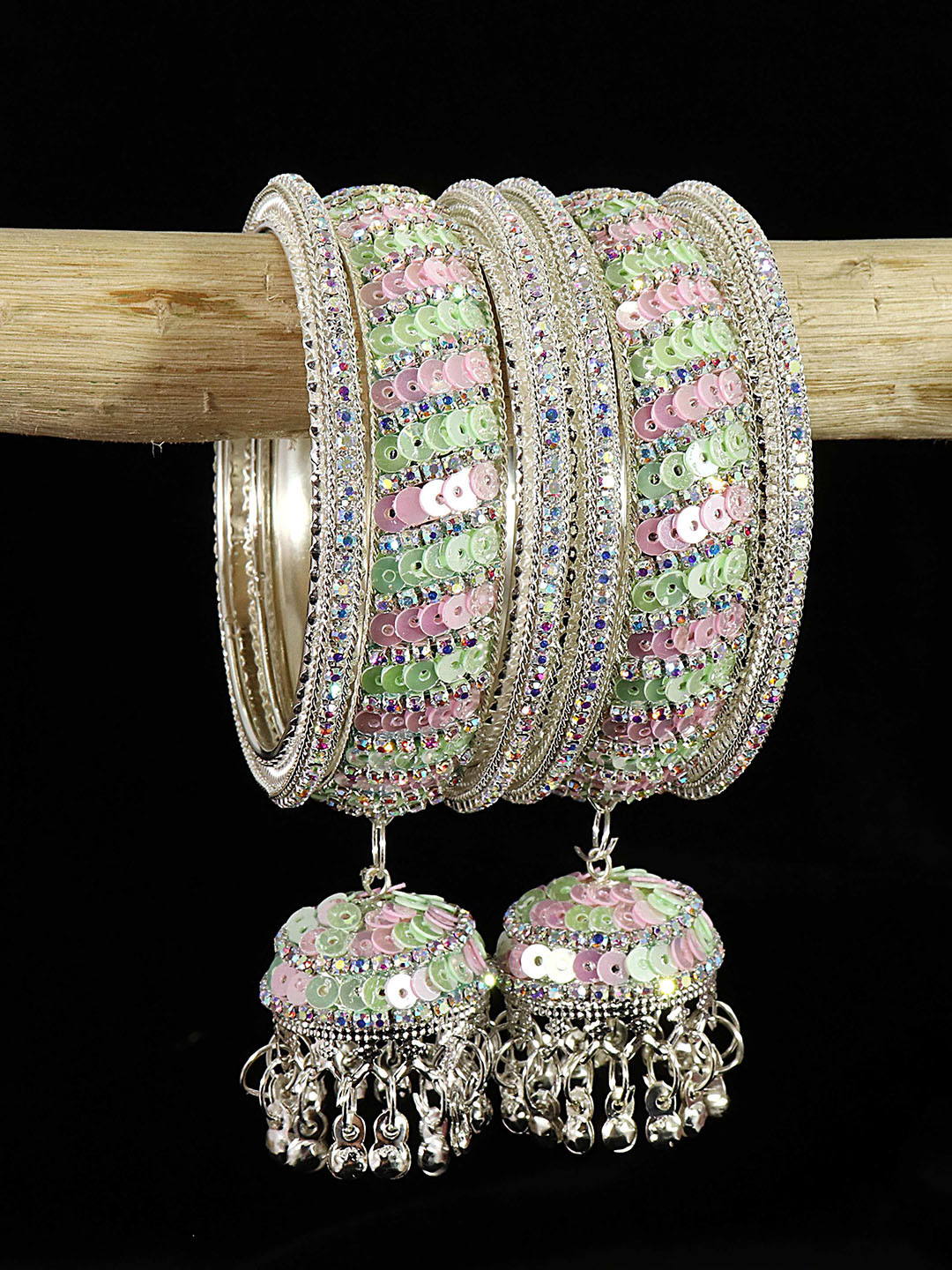 Buy NMII Set Of 6 Zircon & Beads Latkan Bangles - Bangle for Women ...