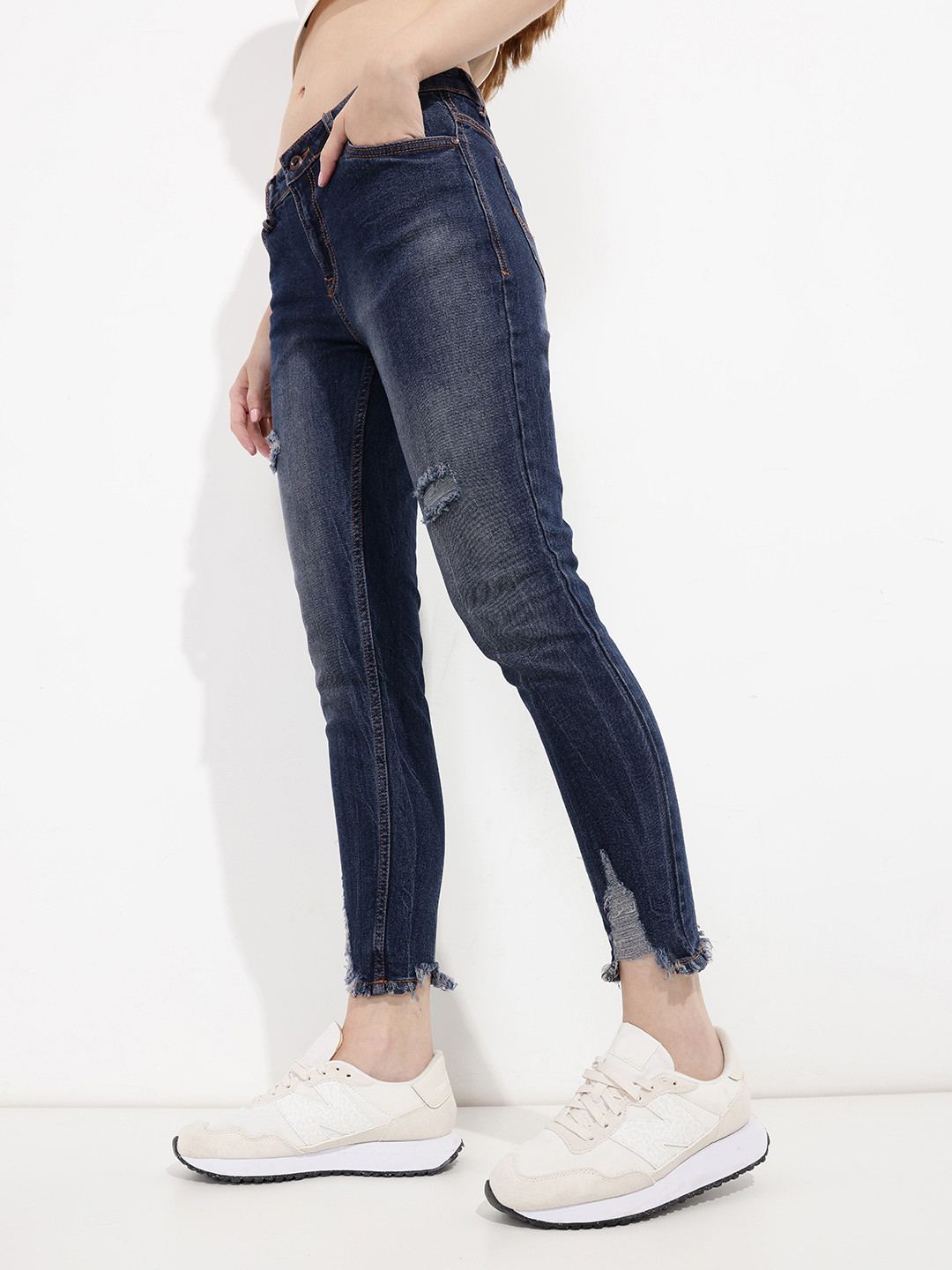 Buy The Roadster Life Co. Streetcore Raw Hem Skinny Fit Distressed ...