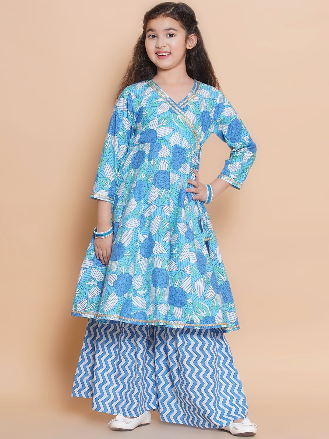 Buy Bitiya By Bhama Girls Ethnic Motifs Angrakha Gotta Patti Pure ...