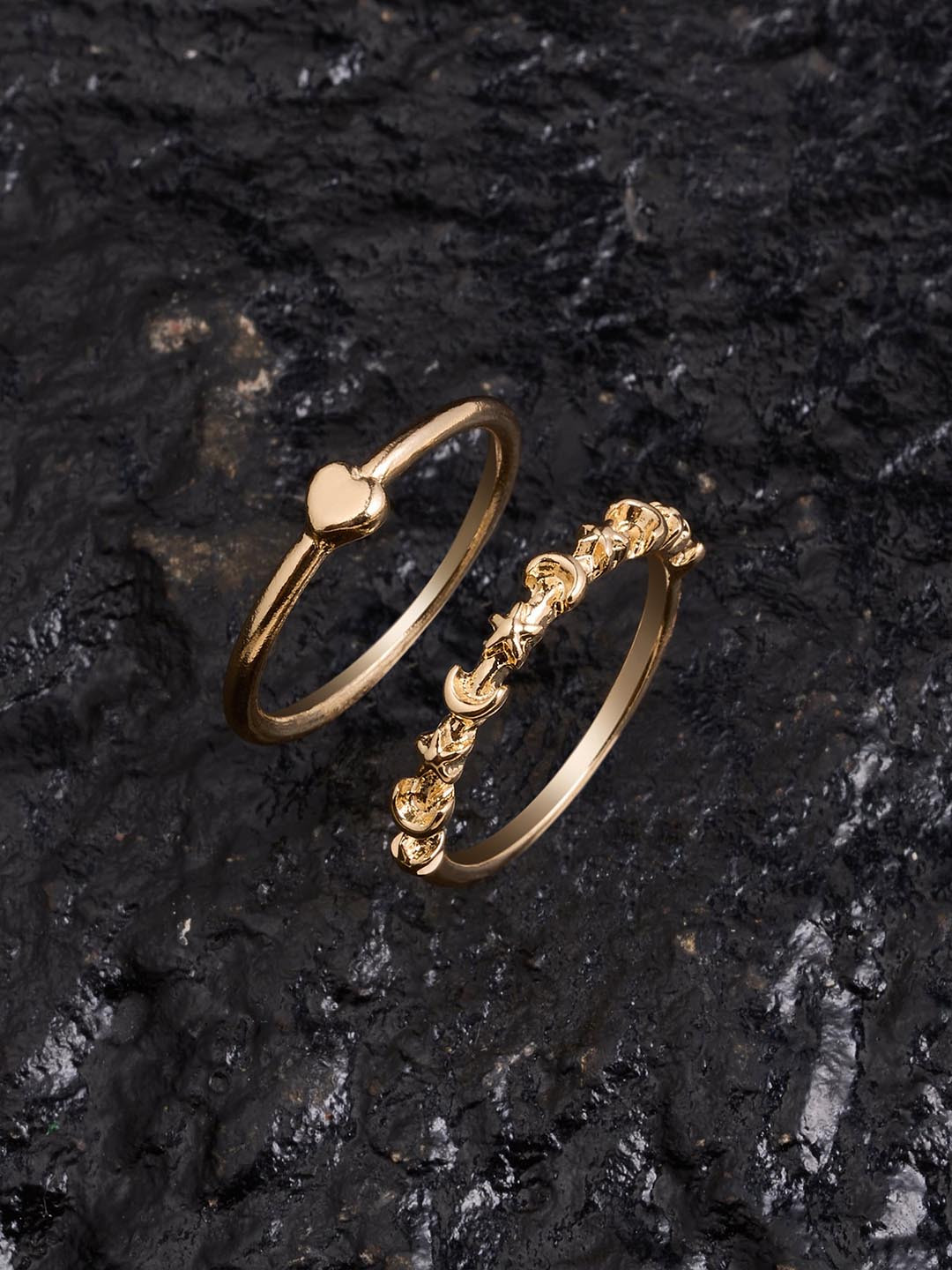Buy Accessorize Set Of 2 Star And Moon Detail Finger Rings - Ring for ...