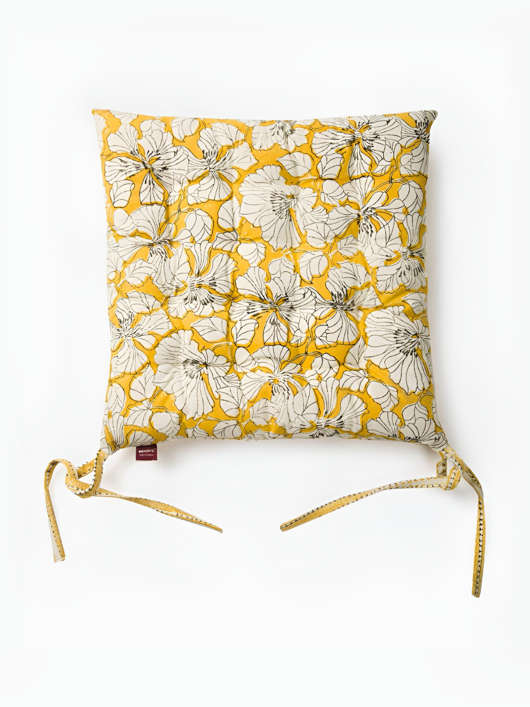 Buy Fabindia Yellow & White Printed Cotton Chair Pad - Chair Pads for ...