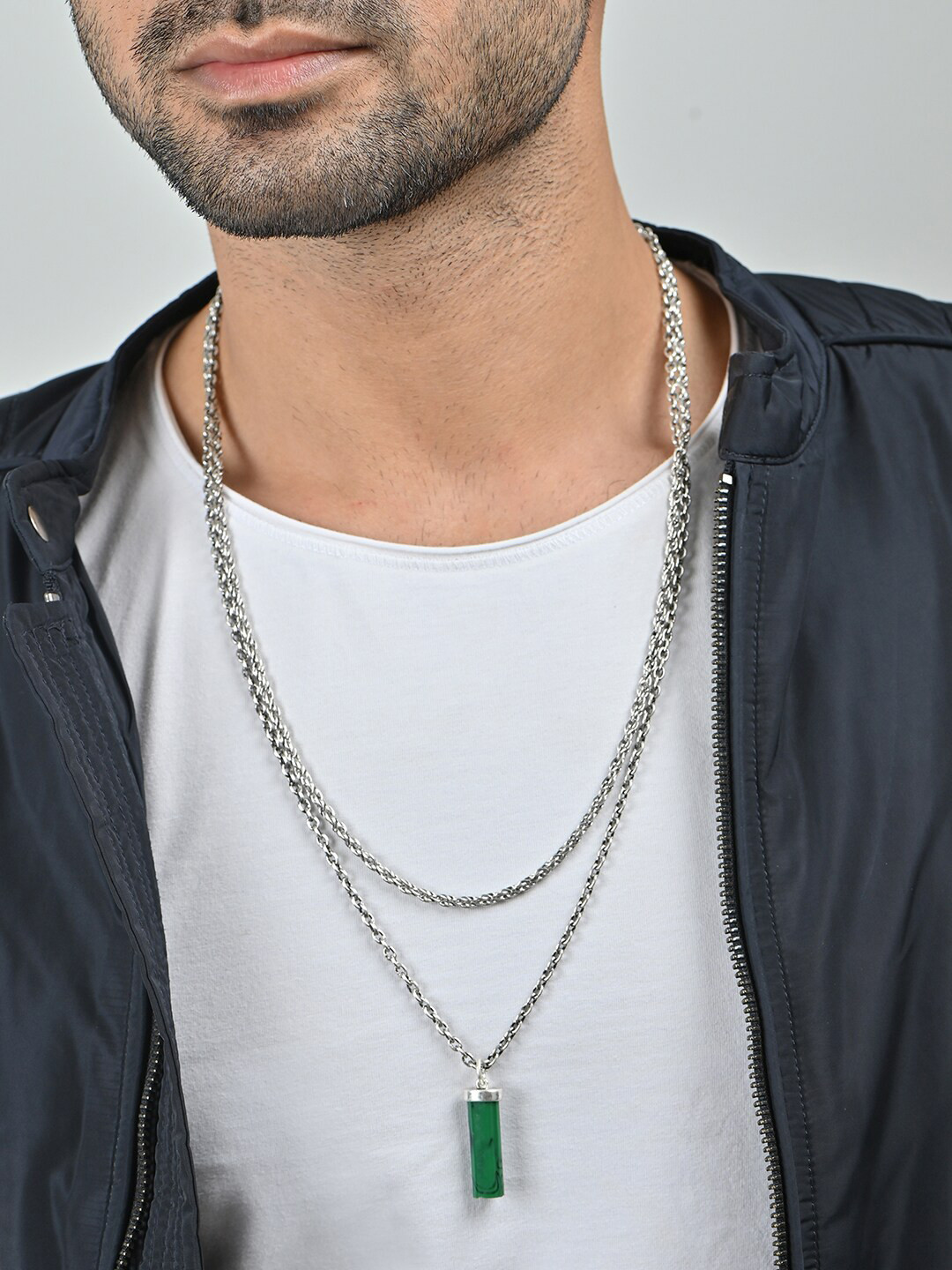 Buy The Bro Code Men Silver Plated Layered Necklace - Necklace And ...