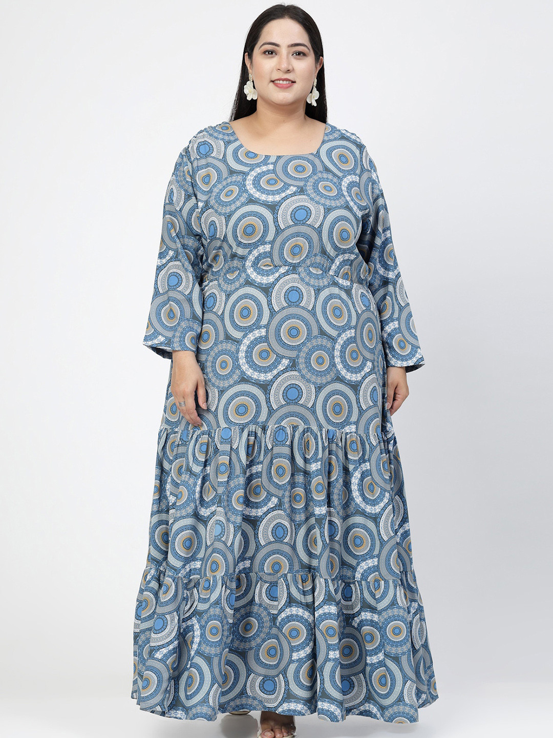 Buy PlusS Ethnic Motifs Printed Round Neck Maxi Dress - Dresses for ...