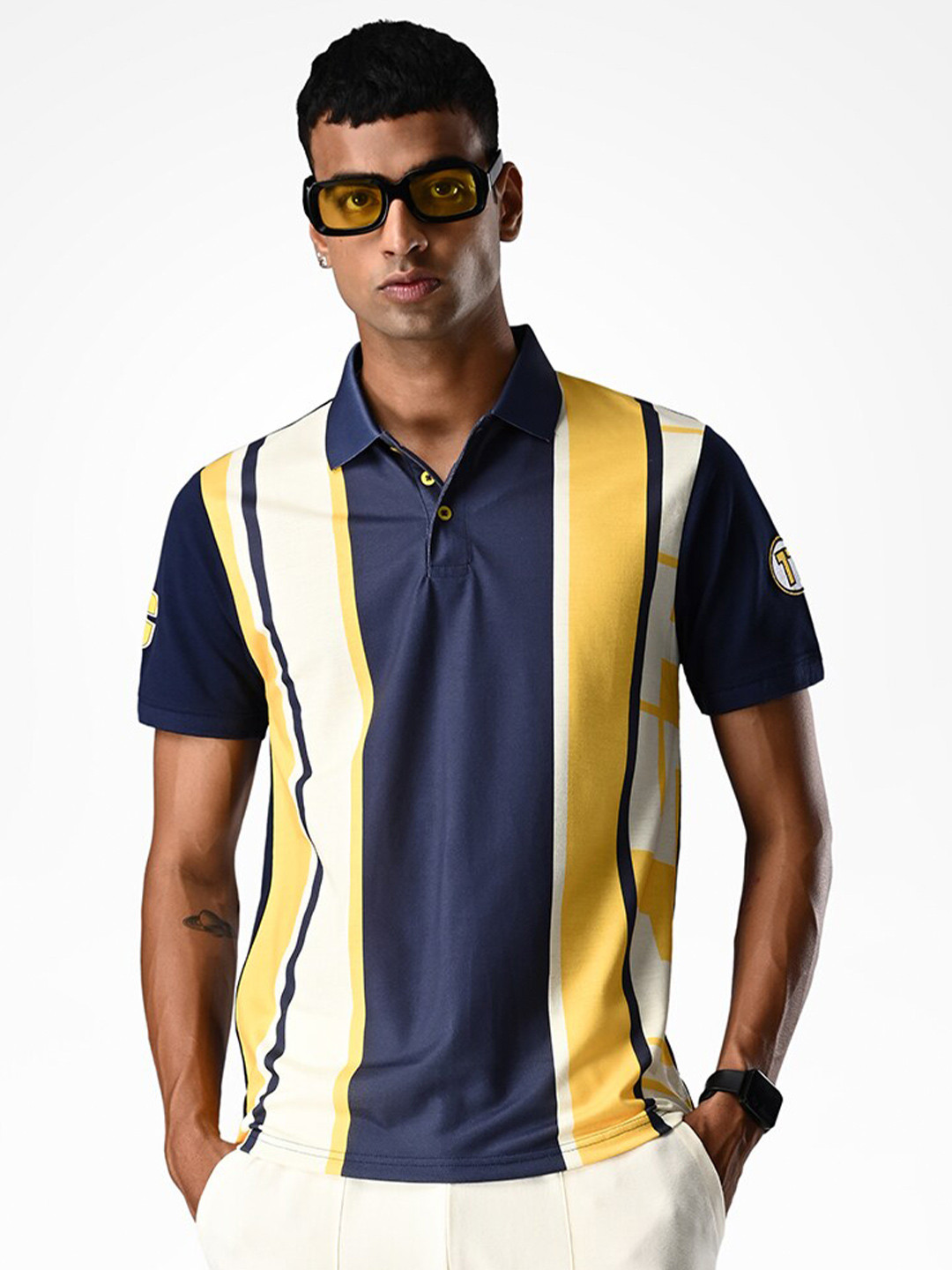 Buy Supa Striped Polo Collar Short Sleeves Cotton T Shirt - Tshirts for ...