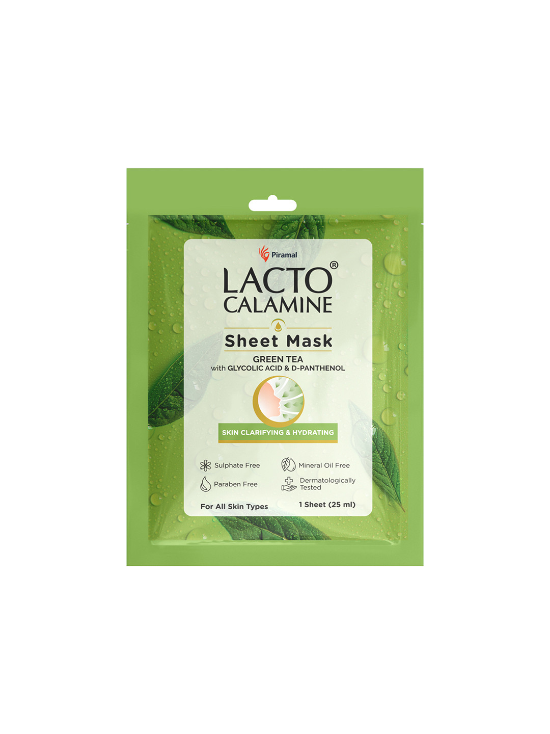 Buy Lacto Calamine Green Tea Face Sheet Mask For Instant Hydration With ...