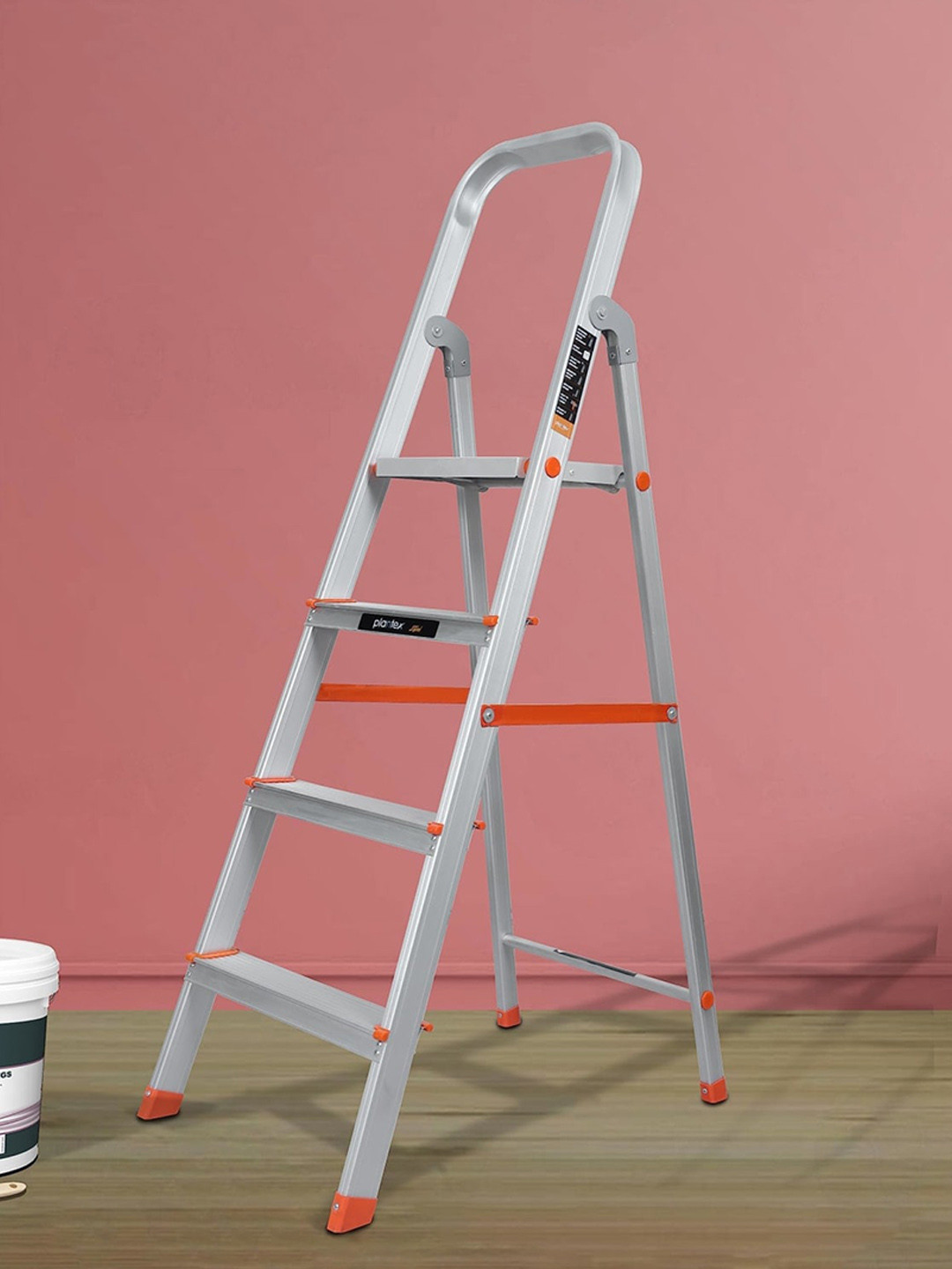 Buy Plantex Orange Colored & Grey Foldable Aluminium 6 Step Wide Anti ...