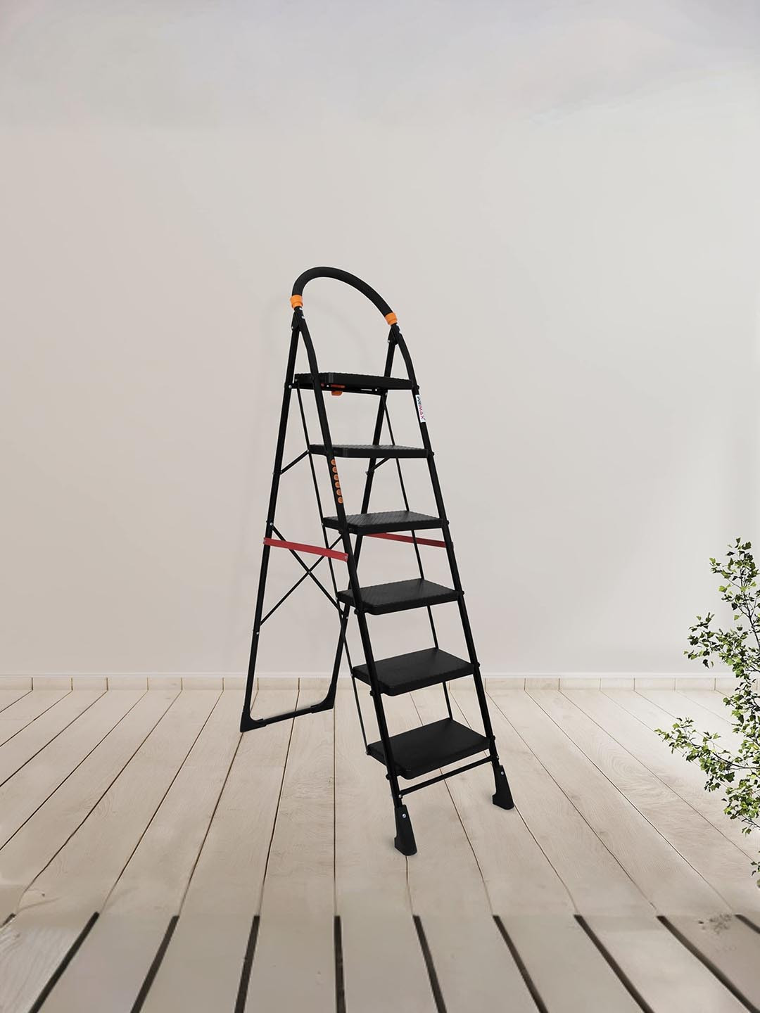 Buy Plantex Black & Orange Coloured 6 Step Foldable Ladder With Safety ...