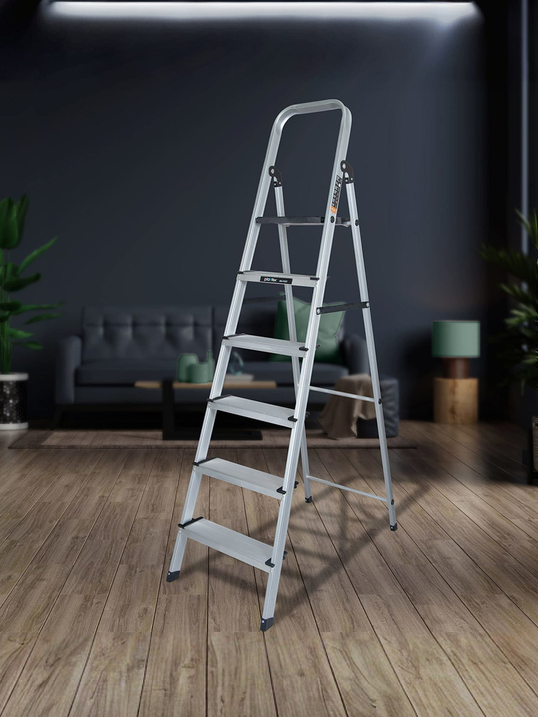 Buy Plantex Aluminium Big Foot Wide Steps Folding 6 Step Ladder - Step ...
