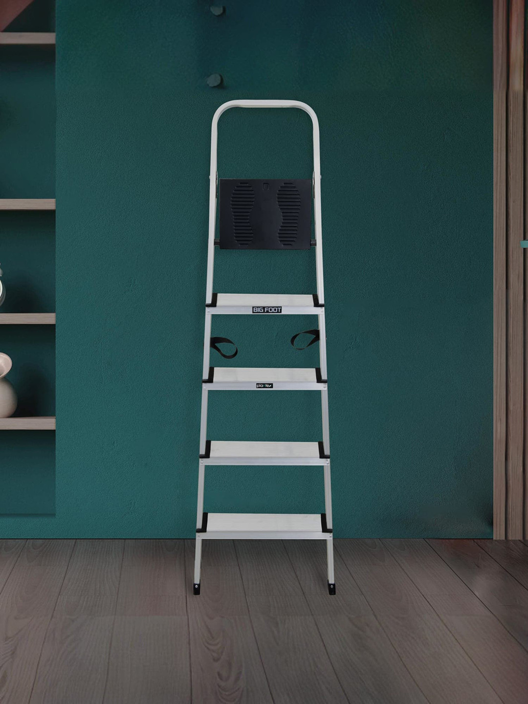 Buy Plantex Black Aluminium Big Foot Wide Steps Folding 5 Step Anti ...