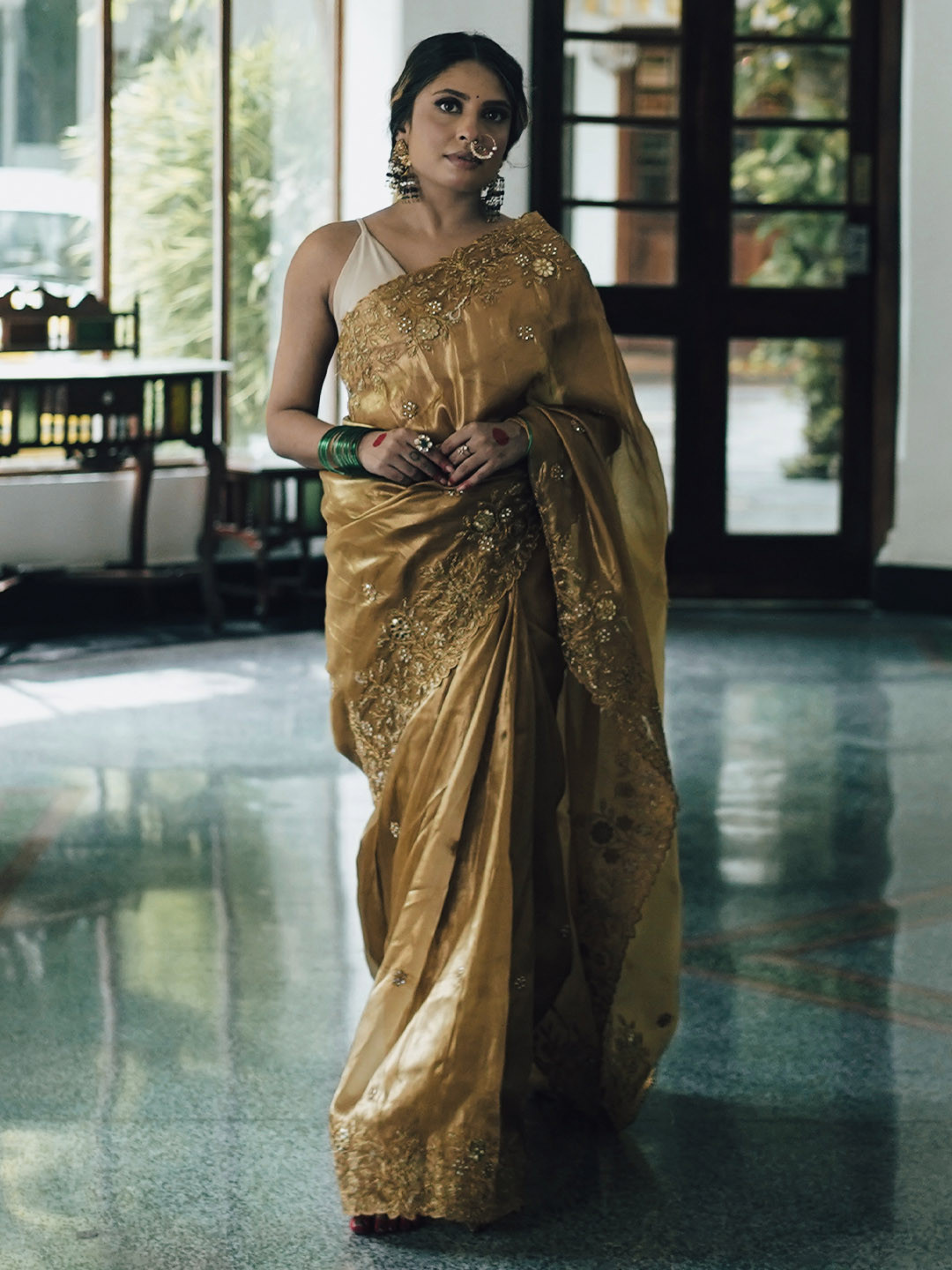 Buy Libas Art Floral Beads And Stones Silk Blend Saree - Sarees for Women 29560078 | Myntra