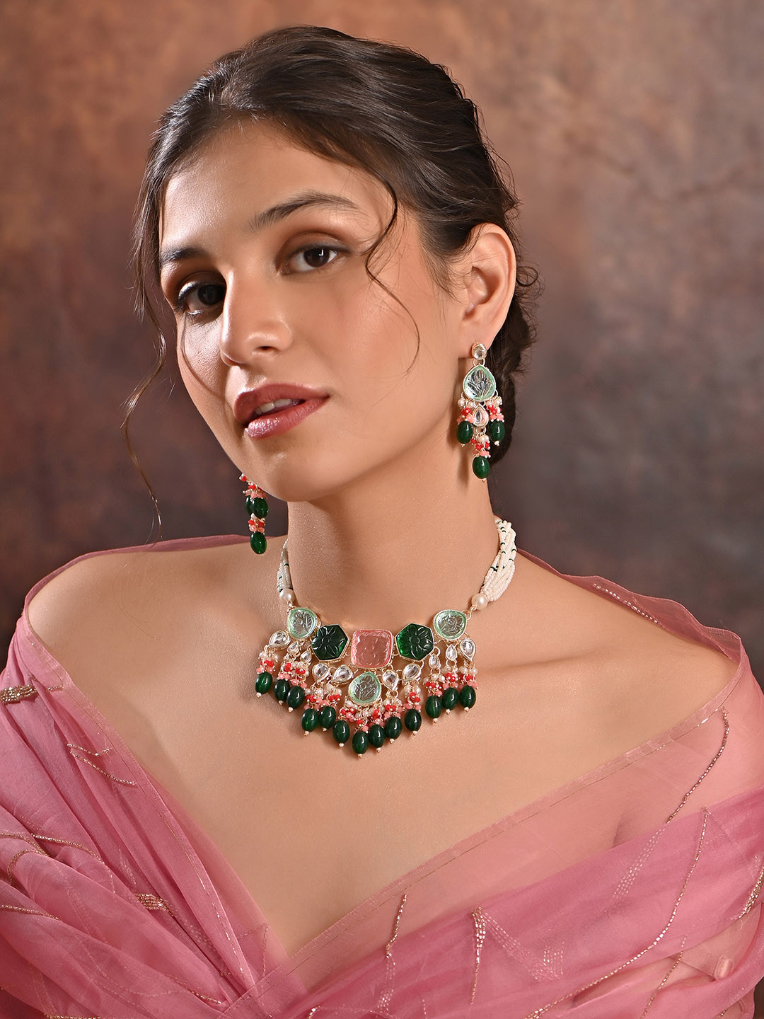 Buy Fida Gold Plated Artificial Stones And Beads Pearl Beaded Jewellery ...