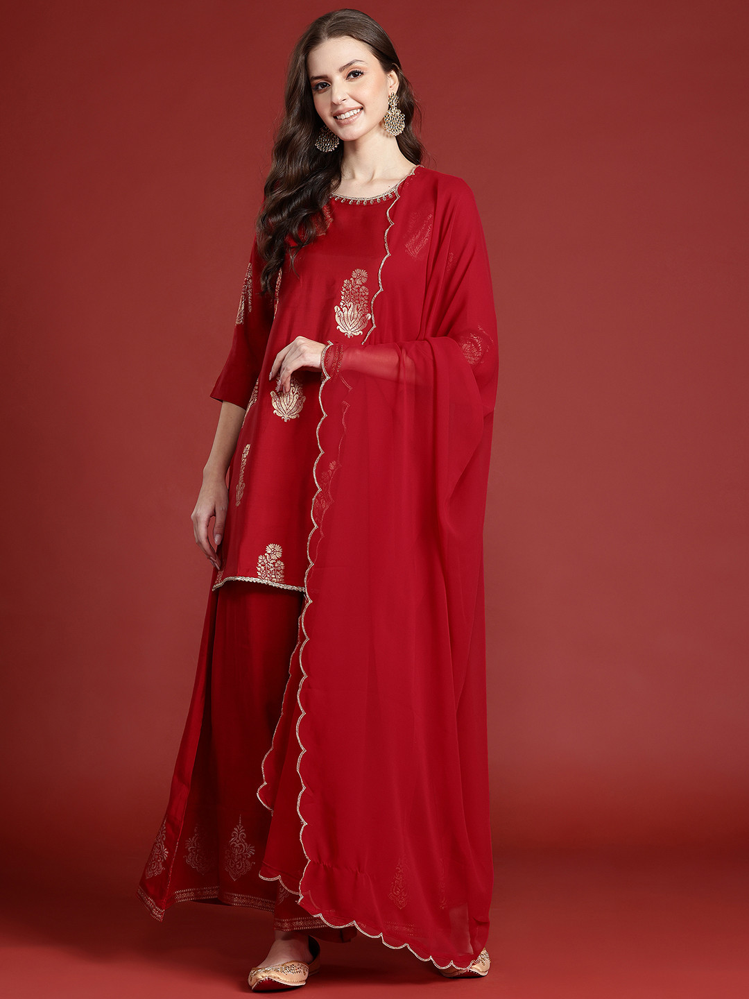 Buy Anouk Ethnic Motifs Print Gotta Patti Detail Kurta Set - Kurta Sets ...