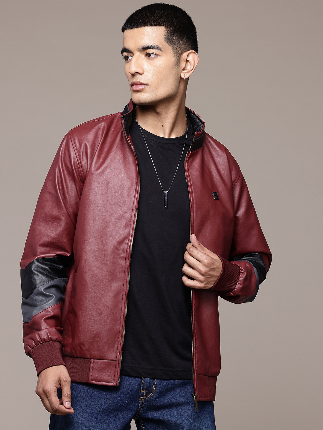 Buy WROGN Faux Leather Biker Jacket - Jackets for Men 29581282 | Myntra