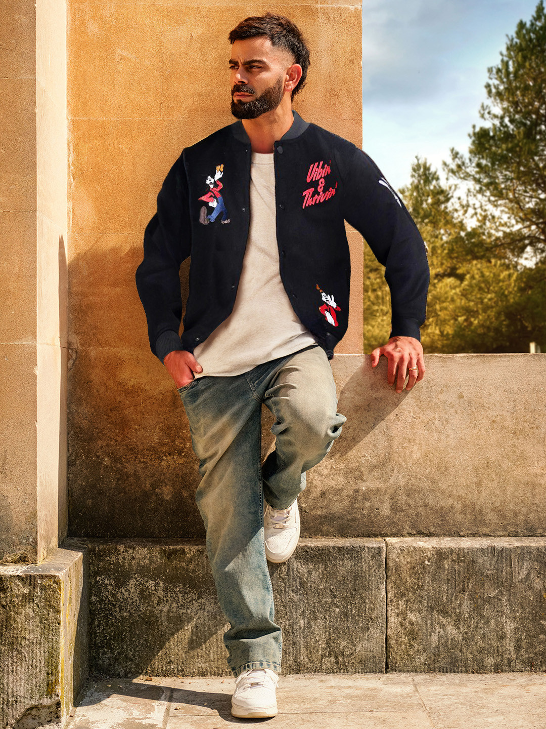 Buy WROGN Goofy Embroidered Oversized Bomber Jacket - Jackets for Men ...
