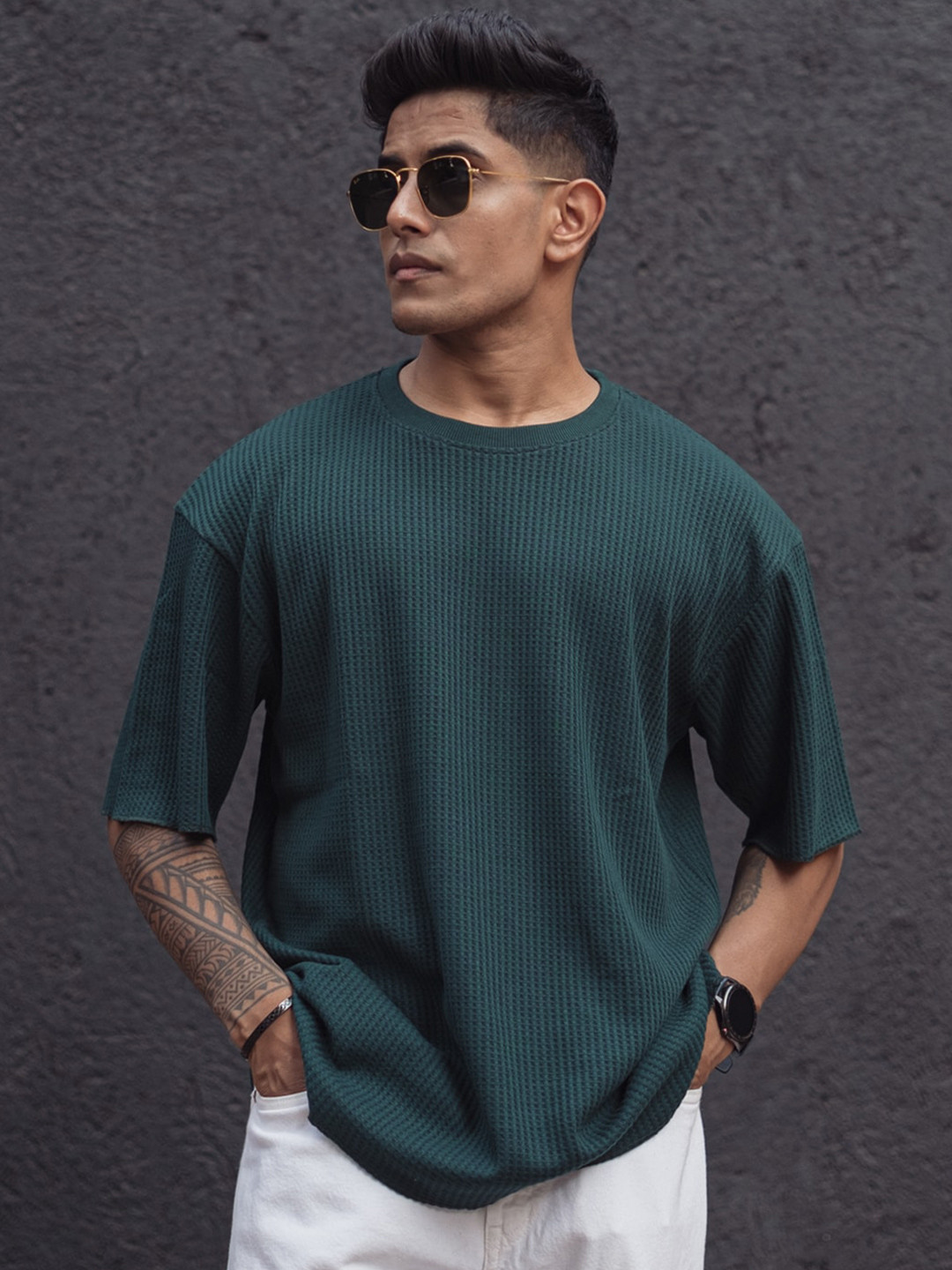 Buy Powerlook Blue Cotton Round Neck Oversized T Shirt - Tshirts for ...