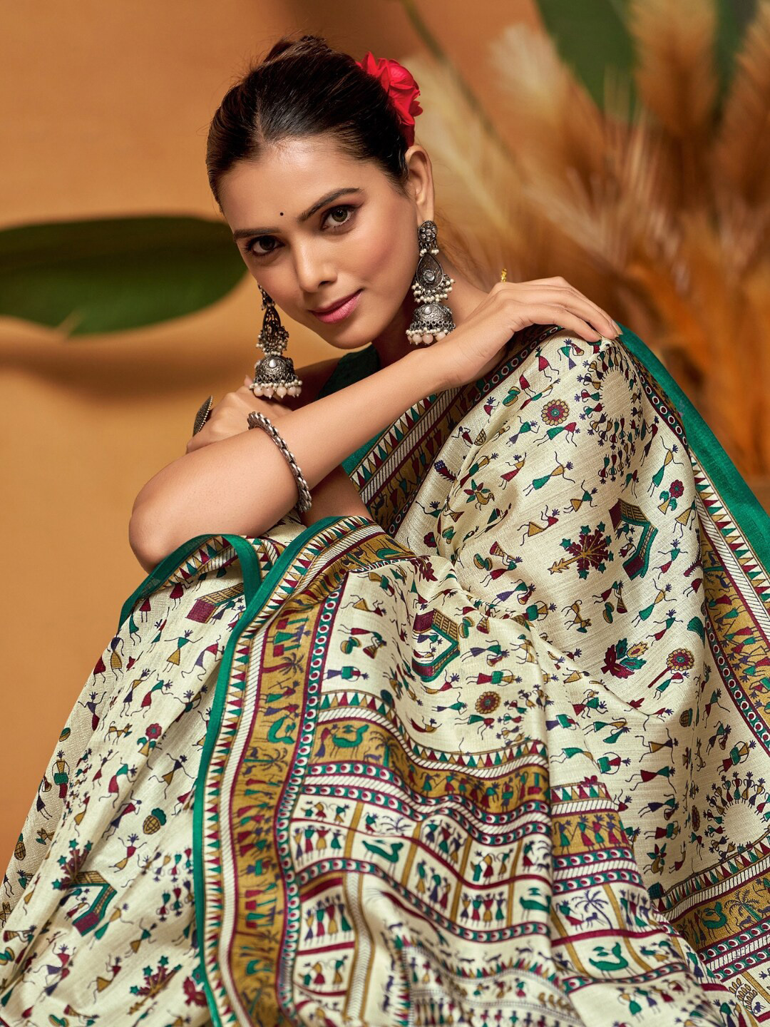 Buy KALINI Warli Art Silk Block Print Saree - Sarees for Women 29587170 ...