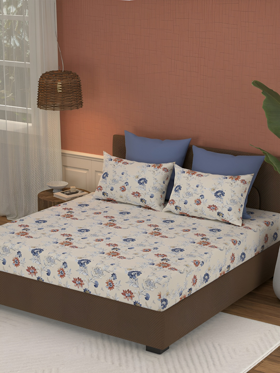 Buy MYTRIDENT Audrey Linen Cottage Flat 144TC King Cotton 1 Bedsheet ...