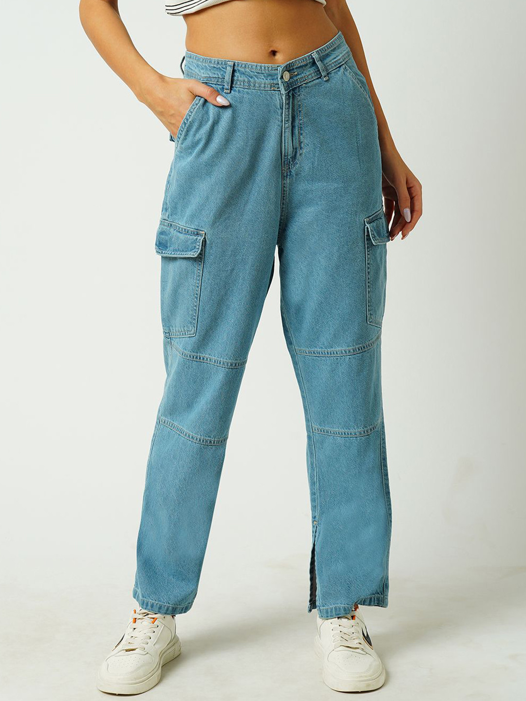 Buy Kraus Jeans Women Skinny Fit High Rise Cargos Trouser - Trousers ...