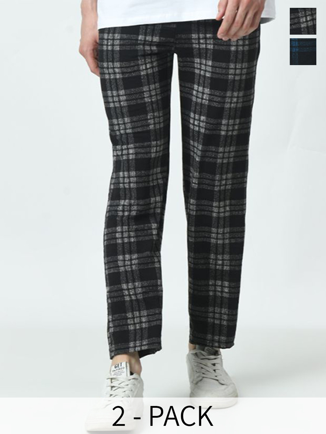 Buy BAESD Men Pack Of 2 Checked Track Pants - Track Pants for Men ...
