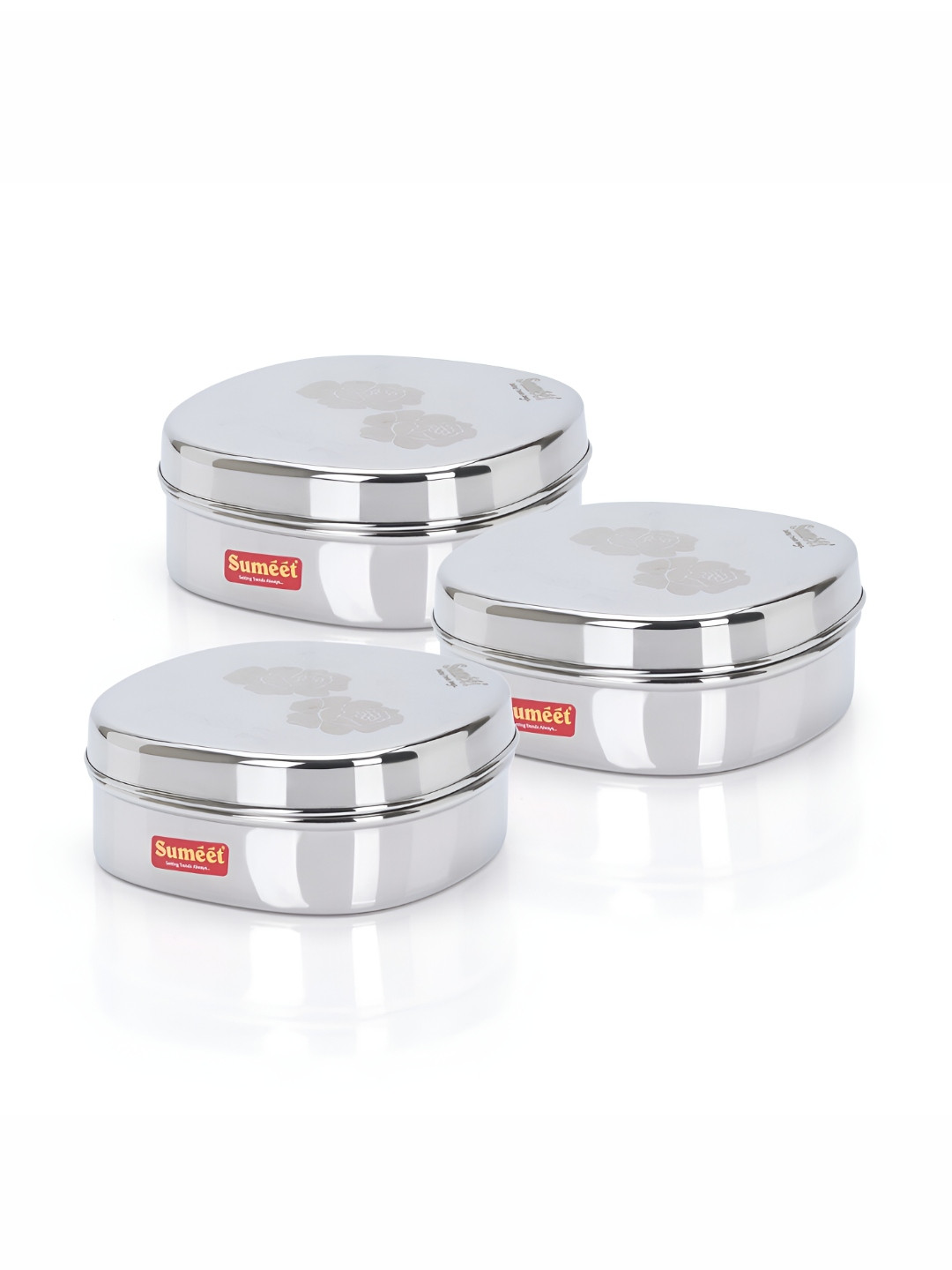 Buy Sumeet 3 Pcs Stainless Steel Square Storage Containers Box ...