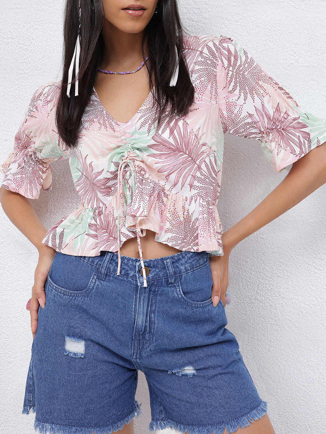 Buy DressBerry Tropical Flounce A Line Crop Top - Tops for Women ...
