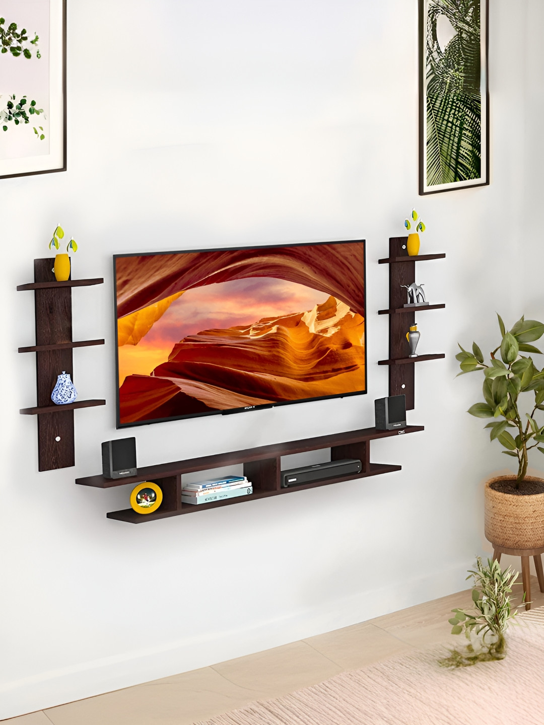 Buy Savya Home Brown Wooden TV Entertainment Unit - TV Entertainment ...