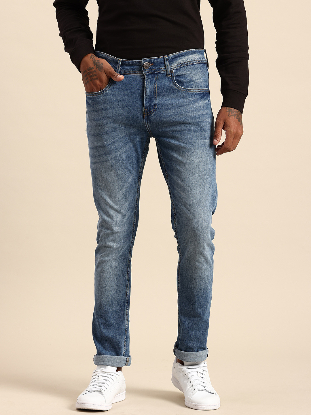 Buy Being Human Men Straight Fit Heavy Fade Stretchable Jeans - Jeans ...