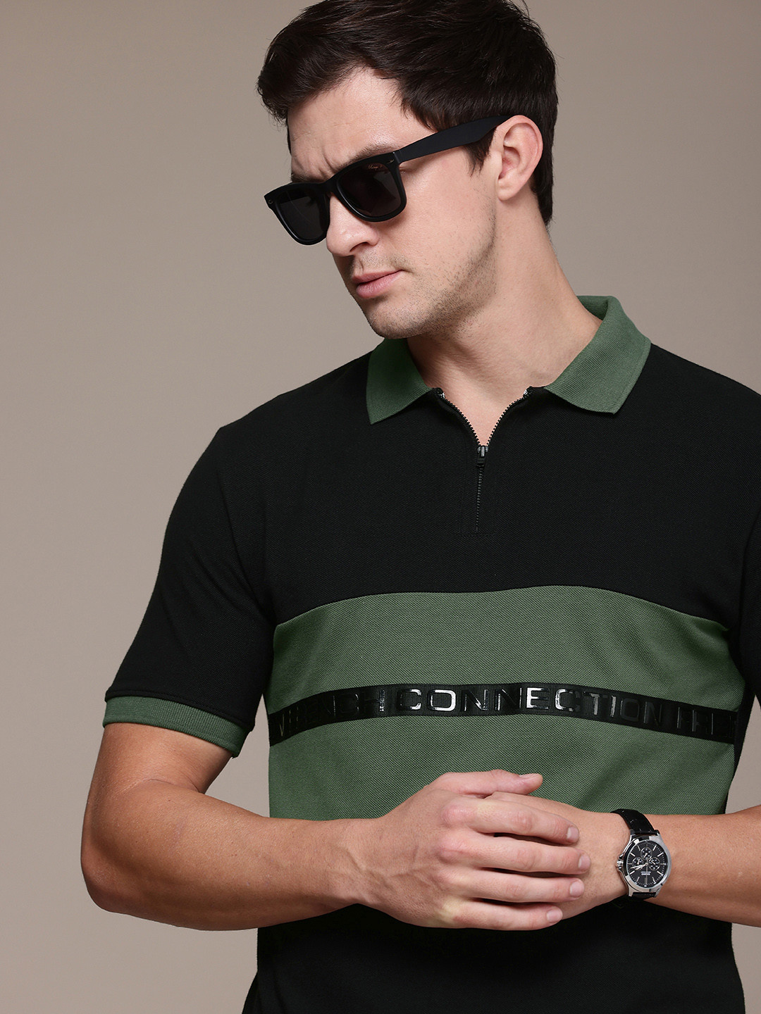 Buy French Connection Brand Logo Printed Polo Collar Pure Cotton T ...
