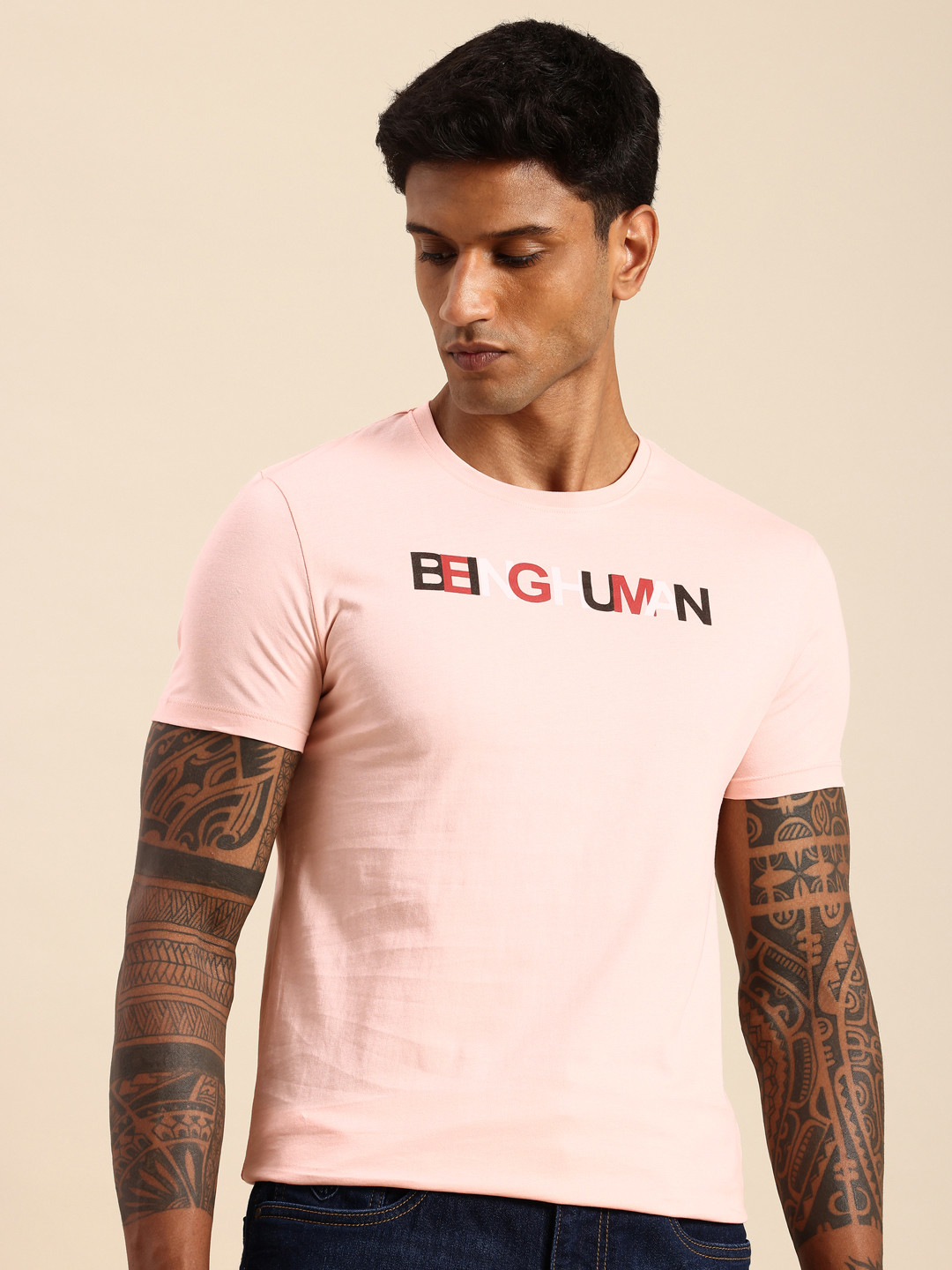 Buy Being Human Brand Logo Printed Pure Cotton T Shirt - Tshirts for ...