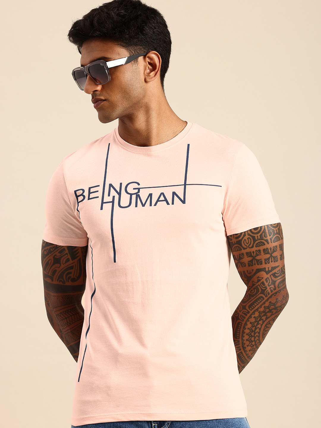 Buy Being Human Brand Logo Printed Pure Cotton T Shirt - Tshirts for ...