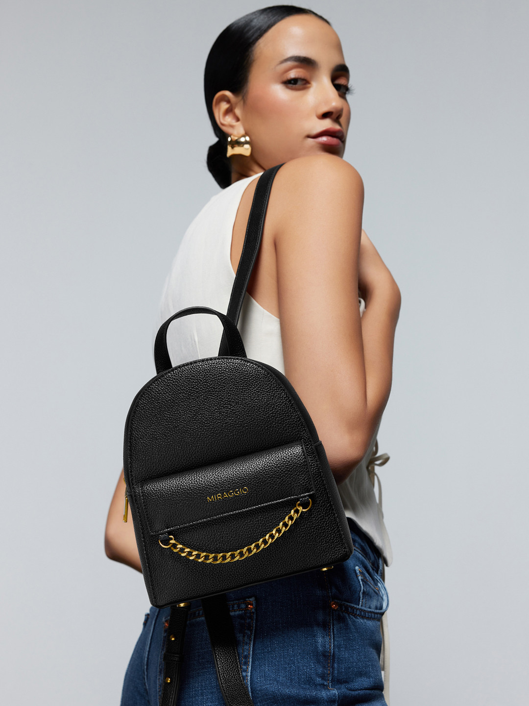 Buy MIRAGGIO Ivy Black Structured Backpack - Backpacks for Women ...