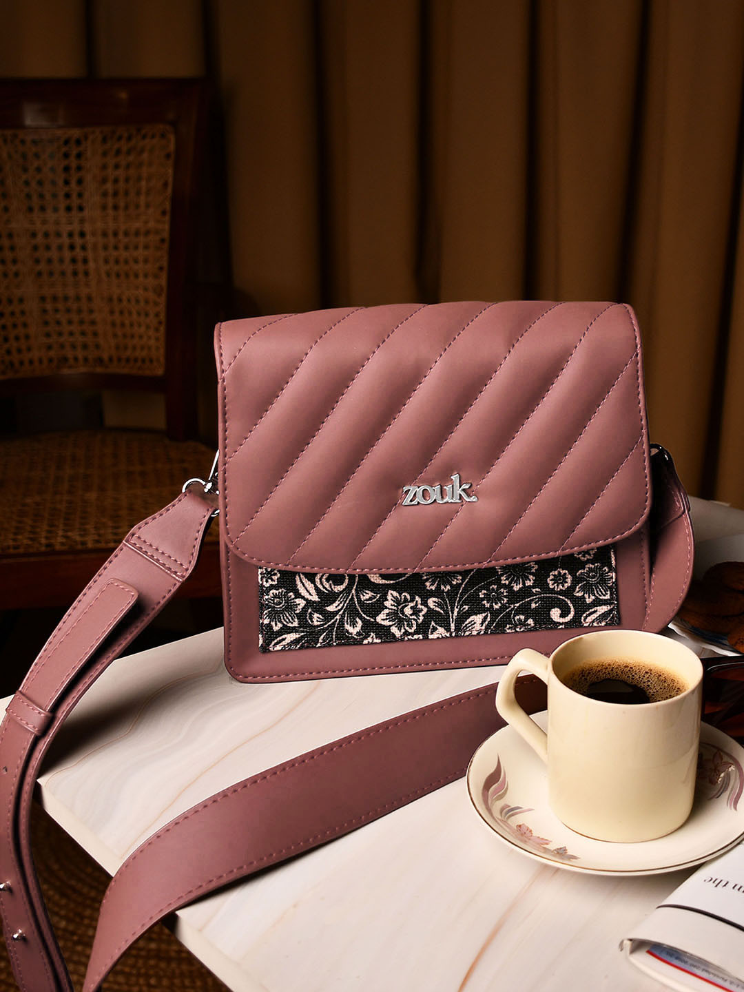 Buy ZOUK Women Solid Structured Detachable Sling Strap Shoulder Bag ...