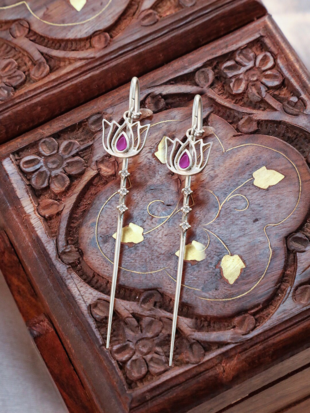 Buy Unniyarcha 92.5 Silver Artificial Stones Contemporary Drop Earrings ...