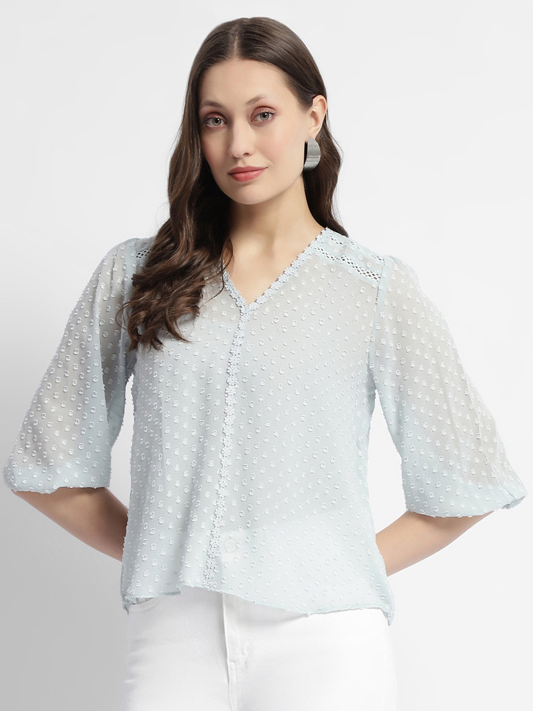 Buy Madame Self Design Flared Sleeve Top - Tops for Women 29632118 | Myntra