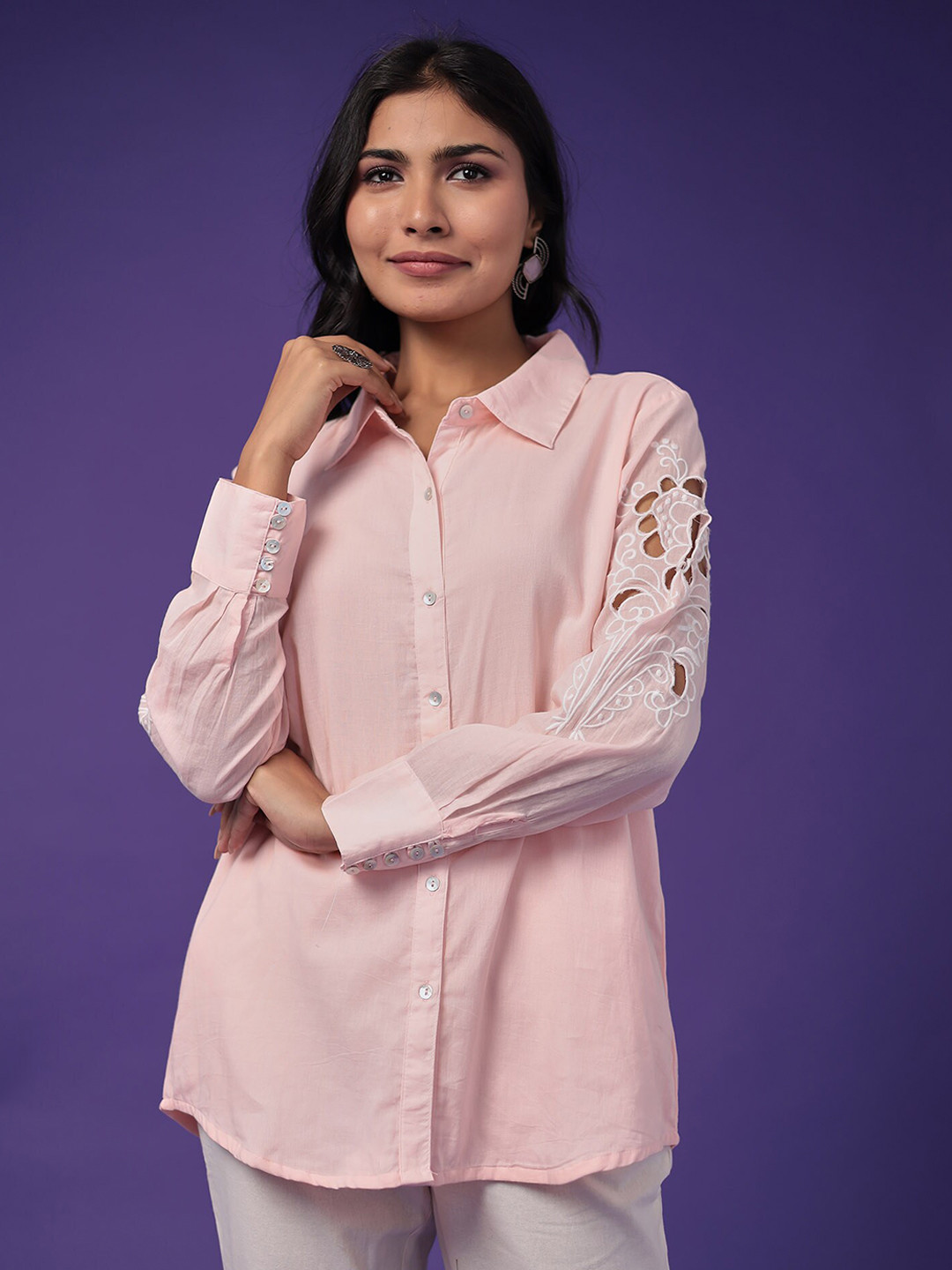 Buy ZARI Shirt Collar Embroidered Tunic - Tunics for Women 29639240 ...