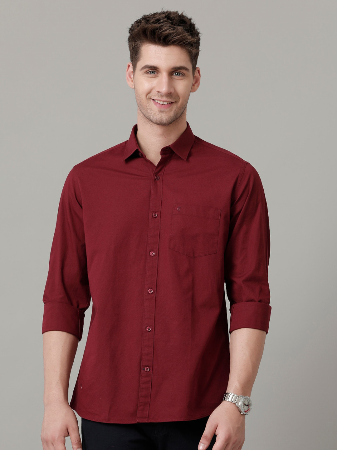 Buy CAVALLO By Linen Club Contemporary Slim Fit Spread Collar Long ...