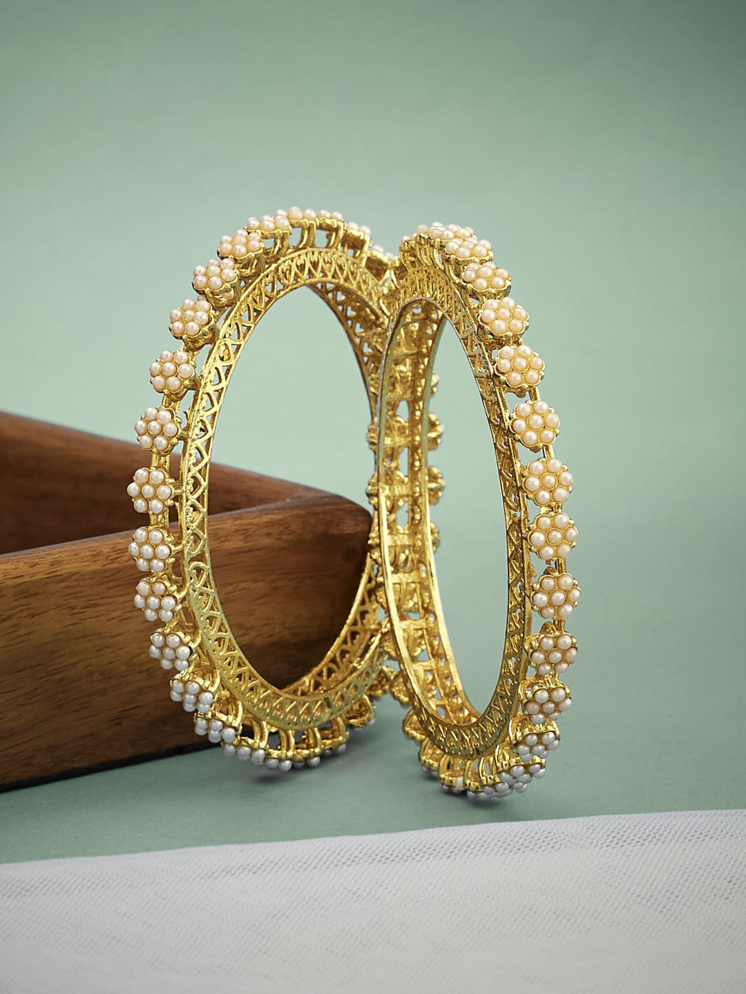 Buy ATIBELLE Set Of 2 Gold Plated Stone Studded Bangles - Bangle for ...