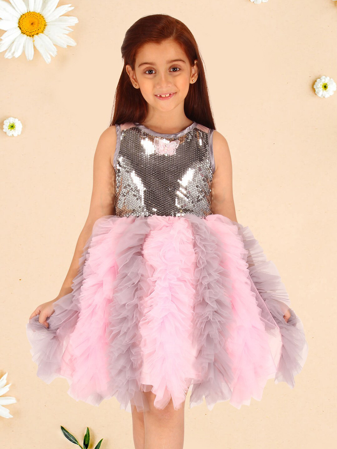 Buy CUTECUMBER Girls Embellished Net Fit & Flare Dress - Dresses for ...