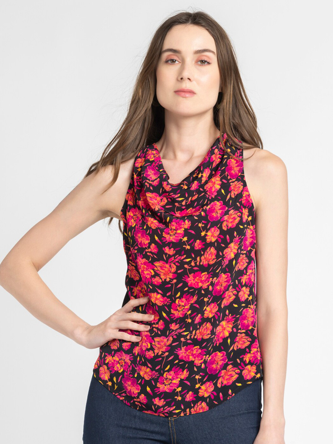 Buy SHAYE Floral Print Cowl Neck Crepe Top - Tops for Women 29642650 ...