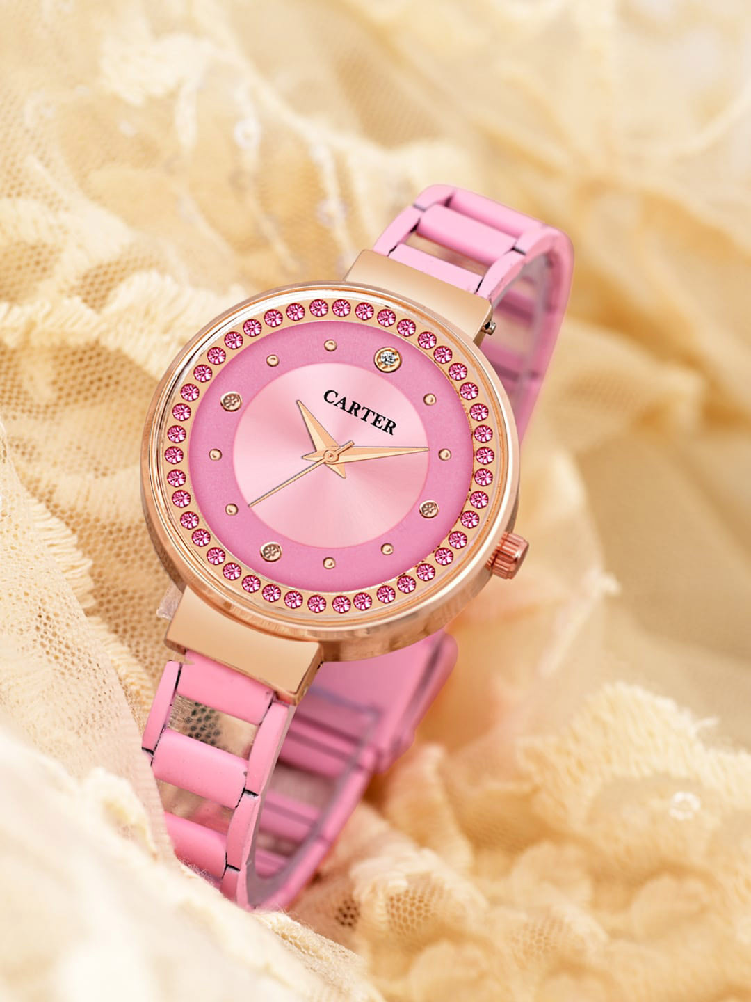 Buy Sandy D Carter Women Round Embellished Dial Analogue Watch Sandy D ...