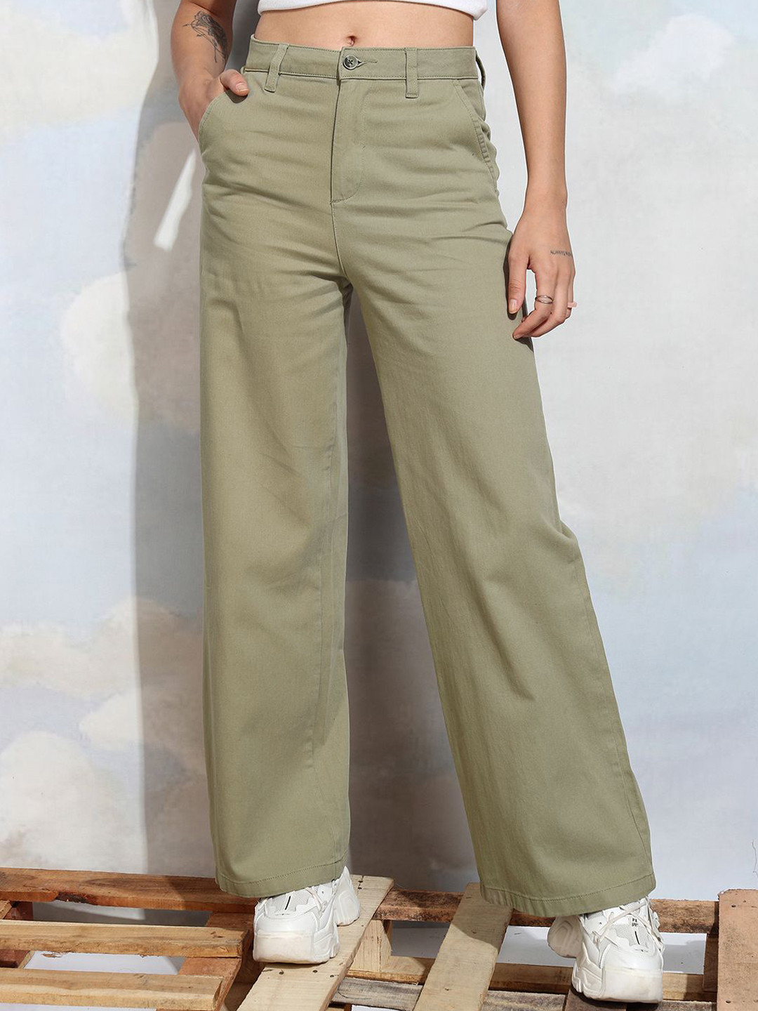 Buy Tokyo Talkies Women Flared High Rise Parallel Trousers - Trousers ...
