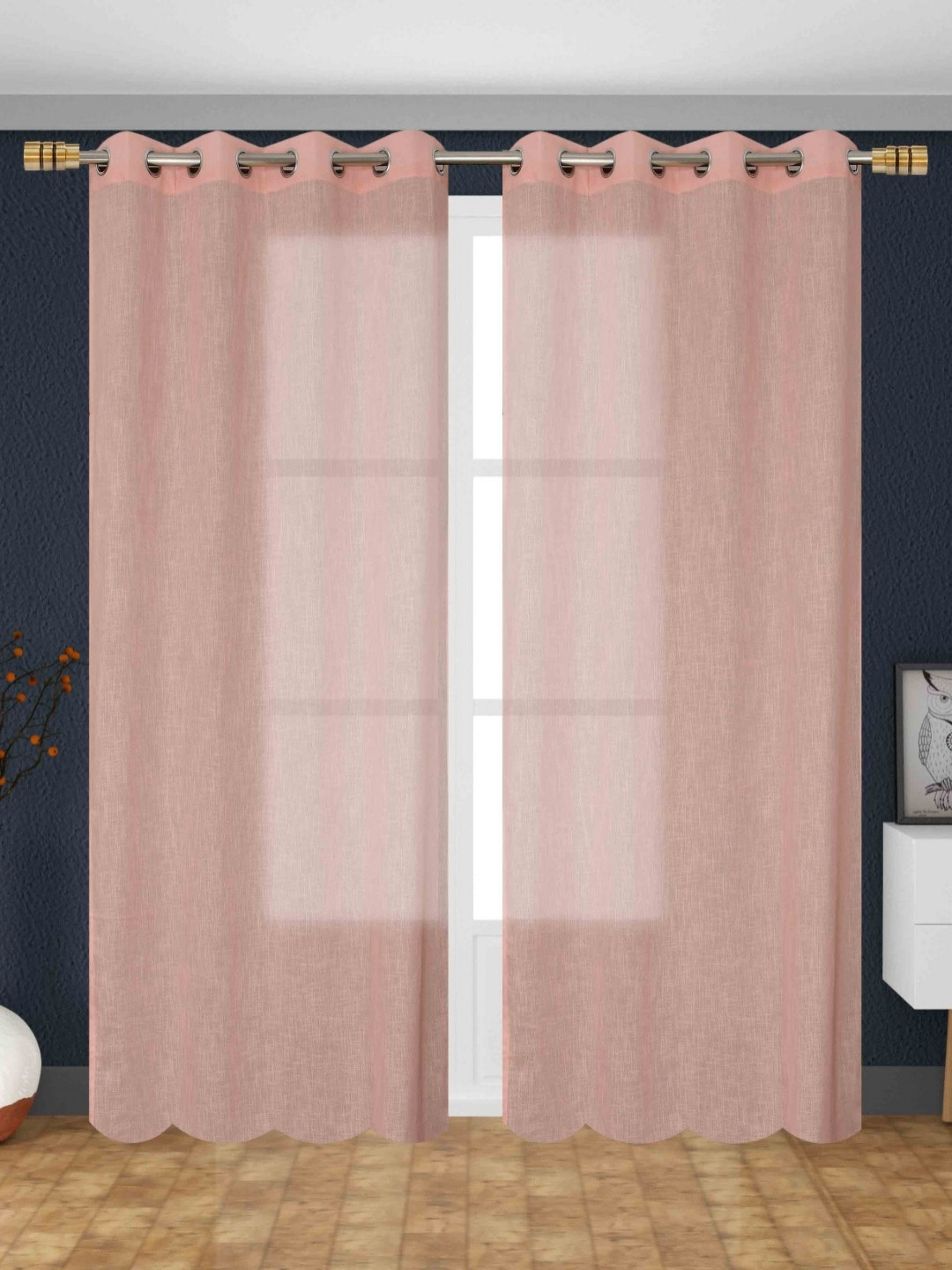 Buy AaHo Decor Pink Set Of 2 Sheer Window Curtain - Curtains And Sheers ...