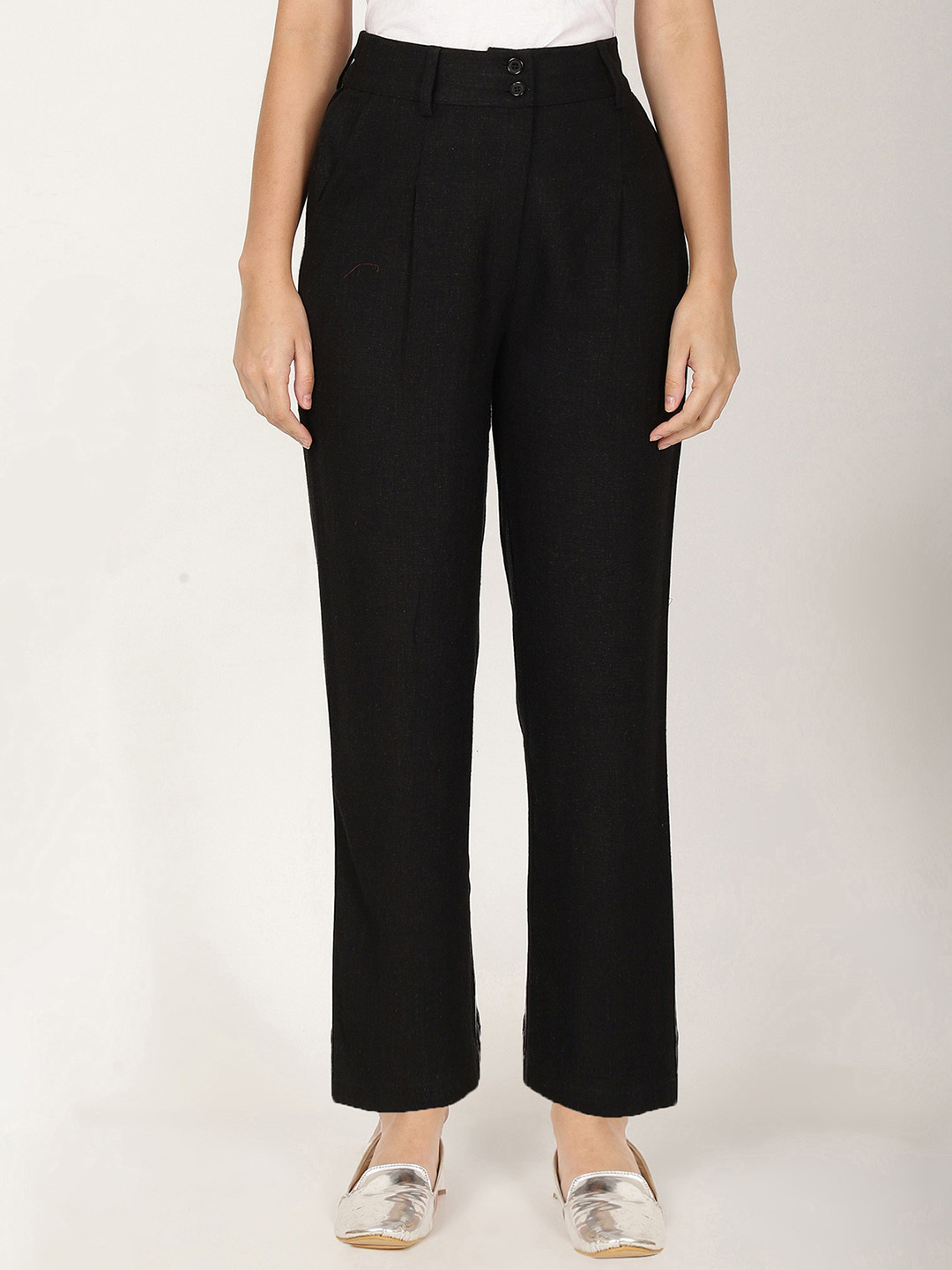 Buy FUTURO Women Relaxed Straight Leg Pleated Trousers - Trousers for ...